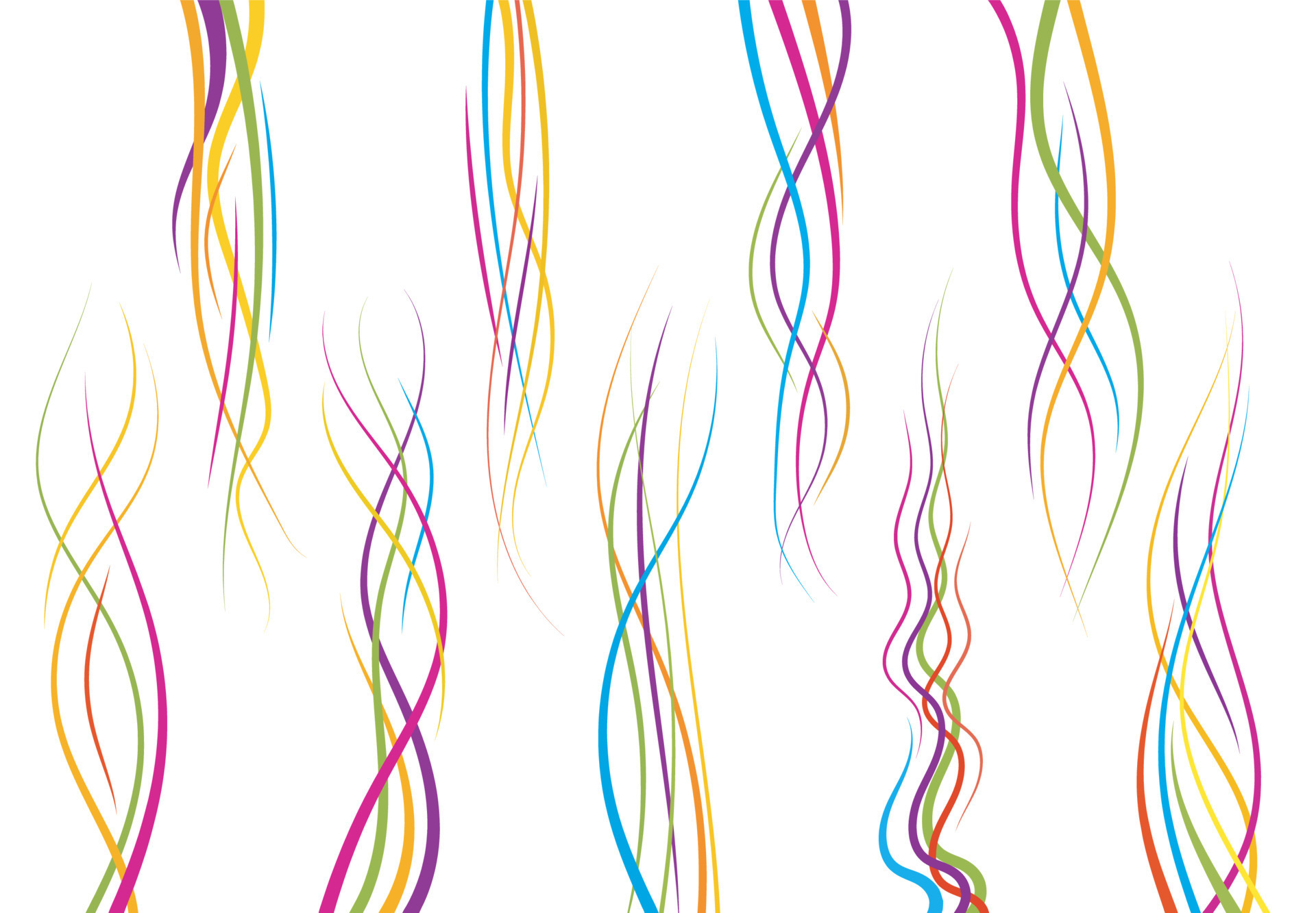 Set Of Abstract Color Curved Lines Wave Design Element Vector