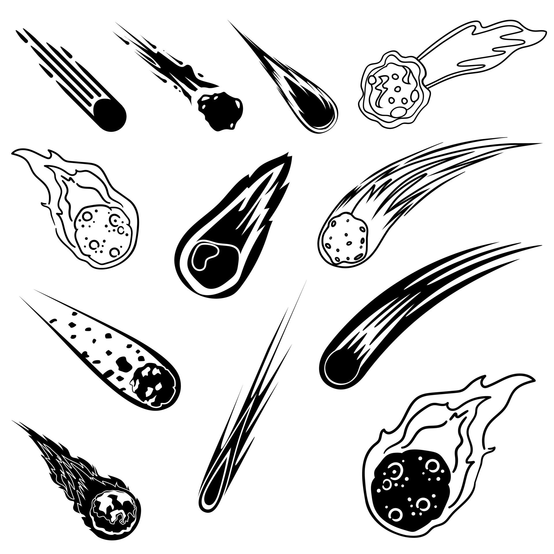 Comet Icon Vector Set Asteroid Illustration Sign Collection Meteorite
