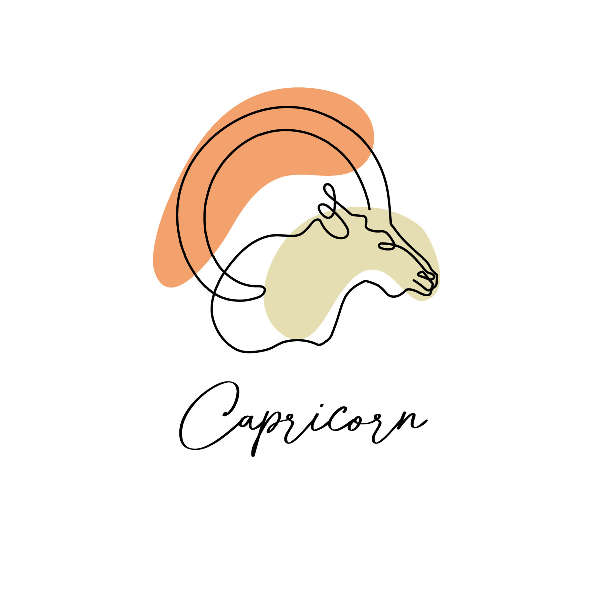 Astrology Horoscope Symbol Zodiac Capricorn Sign In Line Art Style Boho