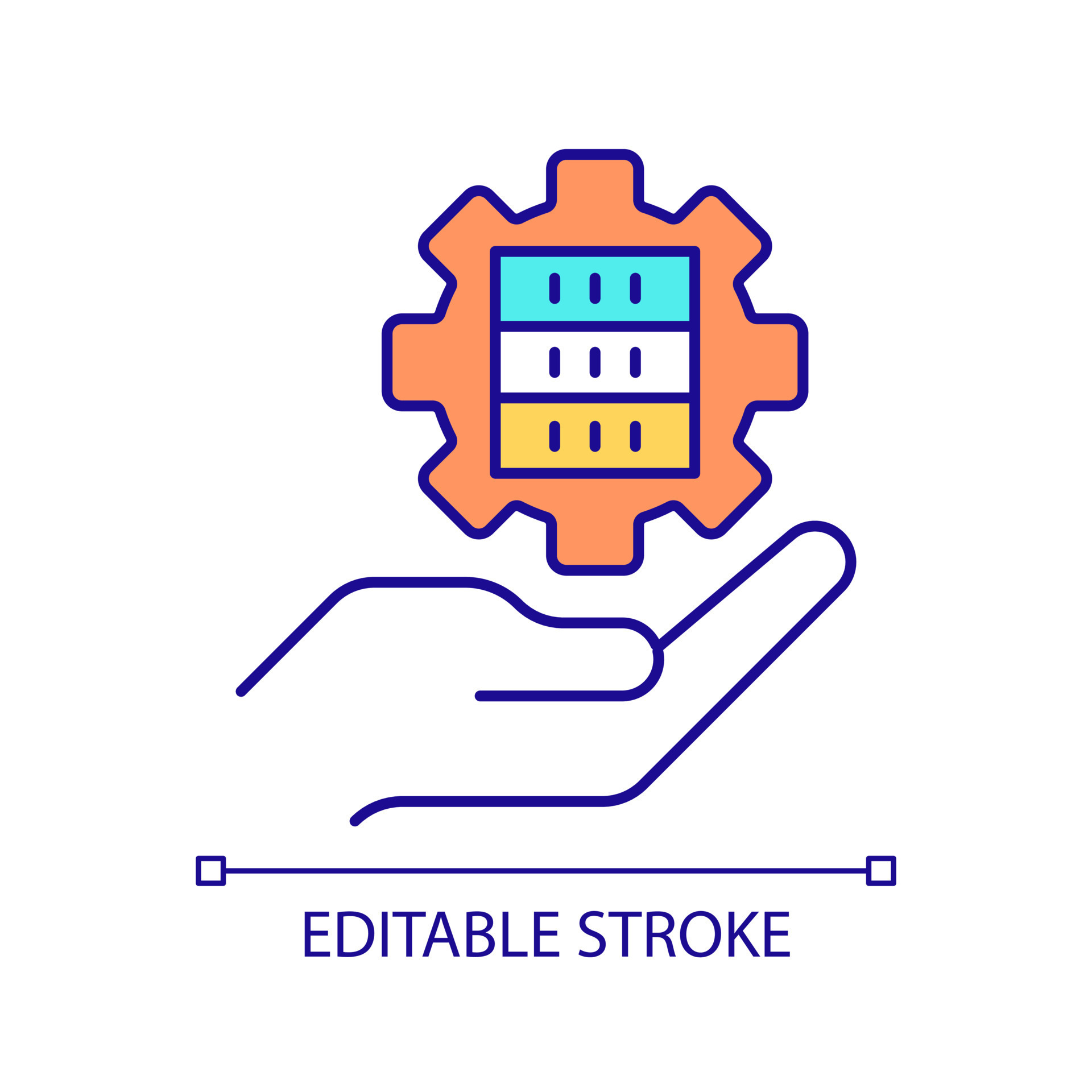 Data storage settings RGB color icon. Server equipment preparation ...