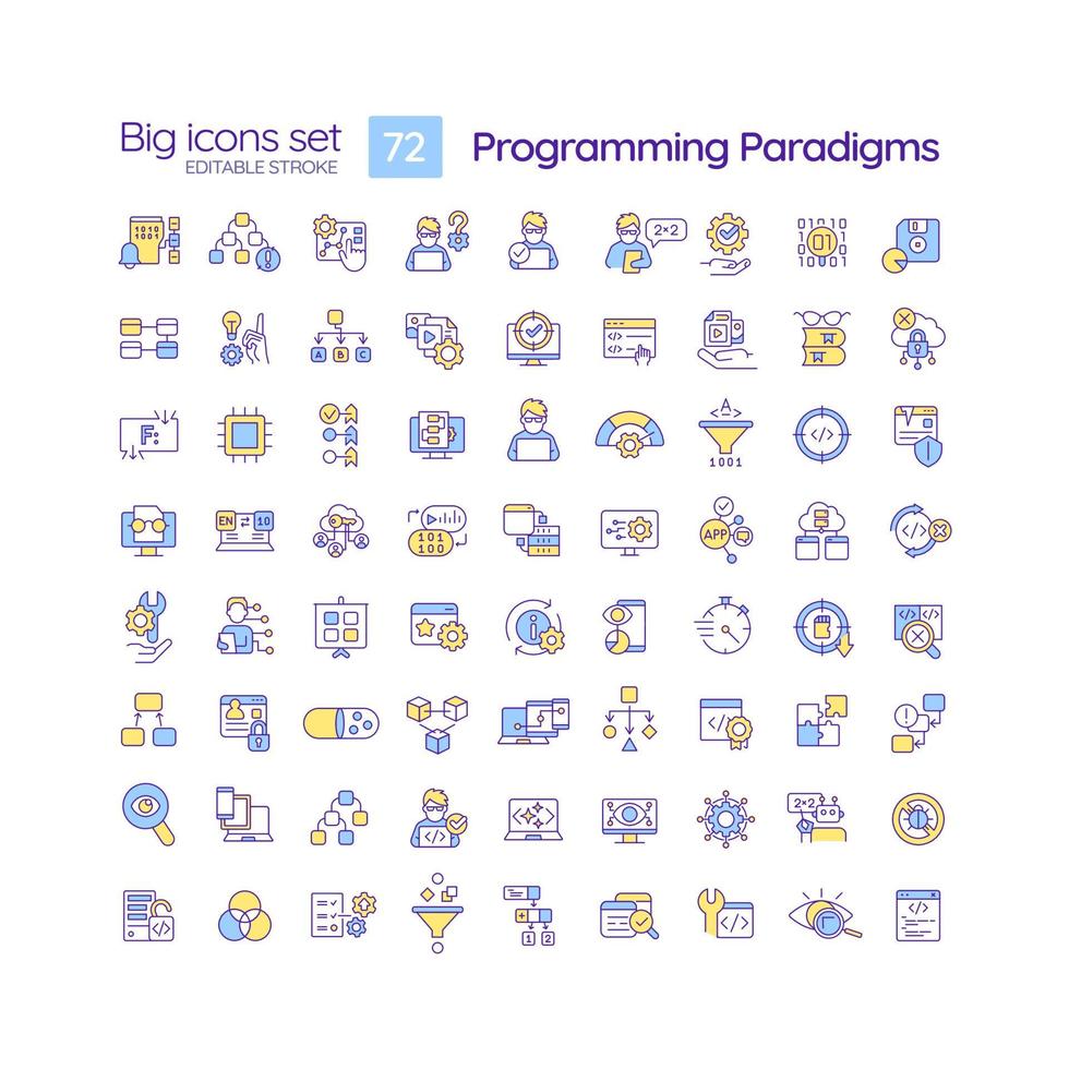 Programming Language Paradigms Rgb Color Icons Set Software Development Coding Computer