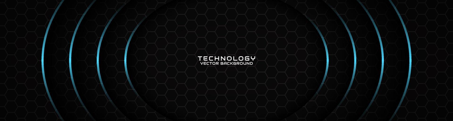 3d Black Techno Abstract Background Overlap Layer On Dark Space With Blue Curve Effect