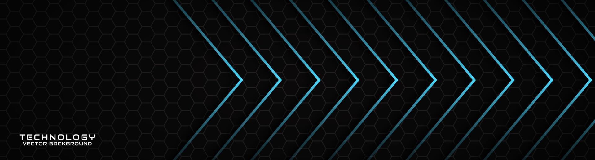 3d Black Techno Abstract Background Overlap Layer On Dark Space With Blue Arrow Effect
