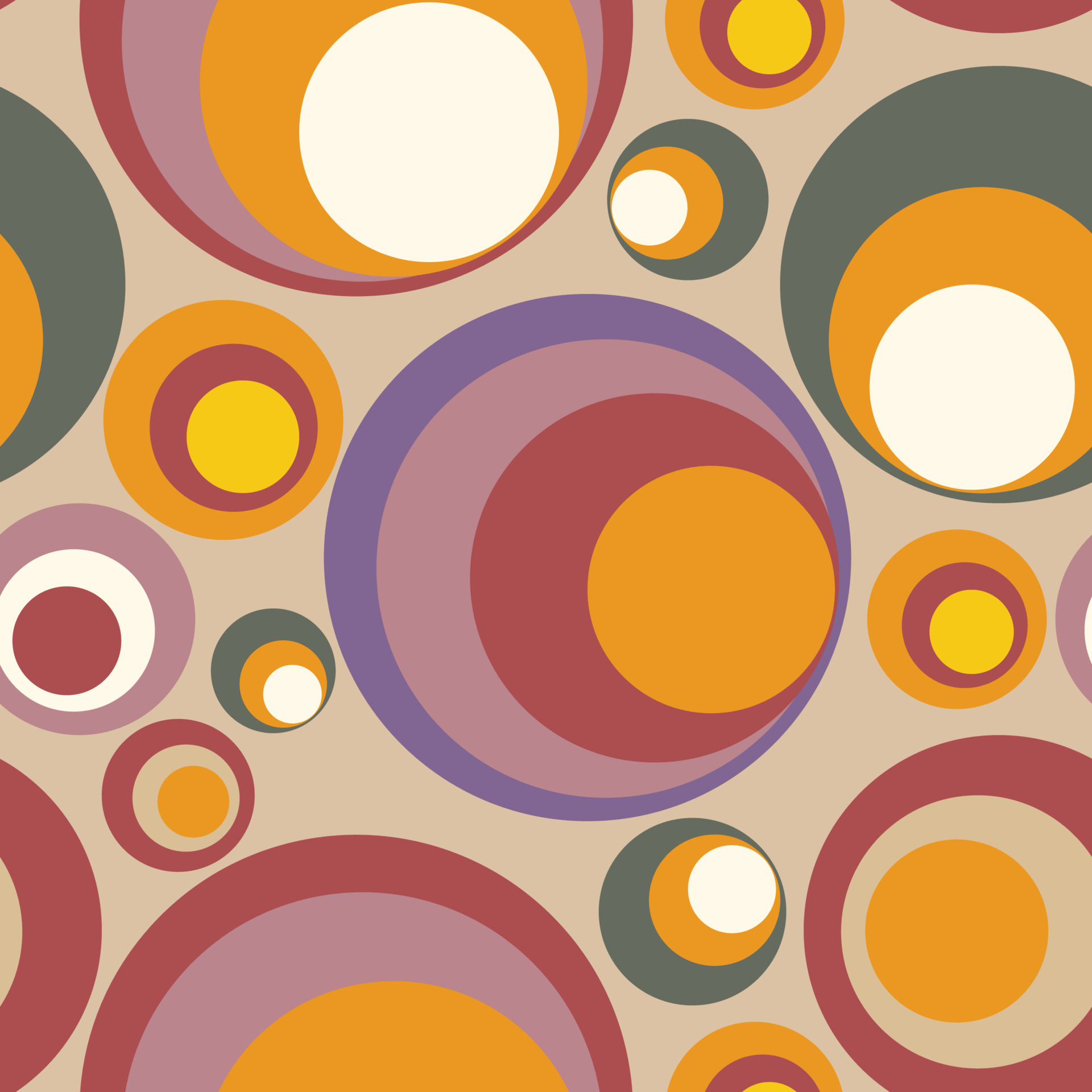 Vector seamless pattern with circles in groovy retro style. pastel ...