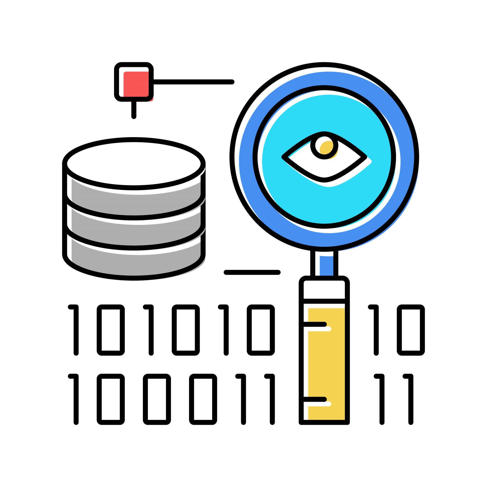 analysis binary digital processing color icon vector illustration ...