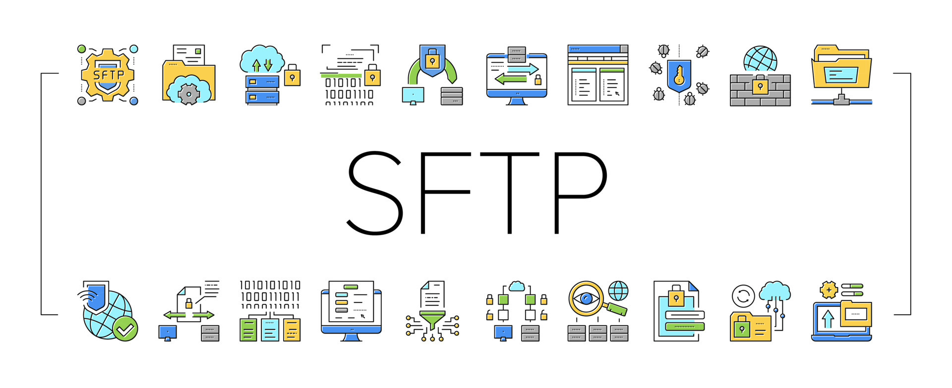 Ssh, Sftp File Transfer Protocol Icons Set Vector 19575599 Vector Art ... Ssh, Sftp File Transfer Protocol Icons Set Vector 19575599 Vector Art ...