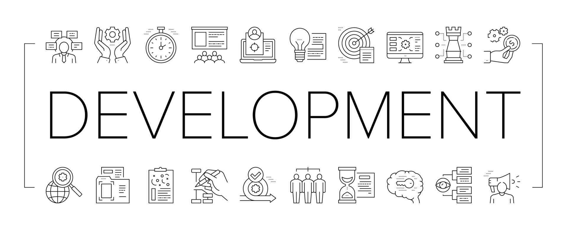 Project Development Collection Icons Set Vector 19578510 Vector Art At