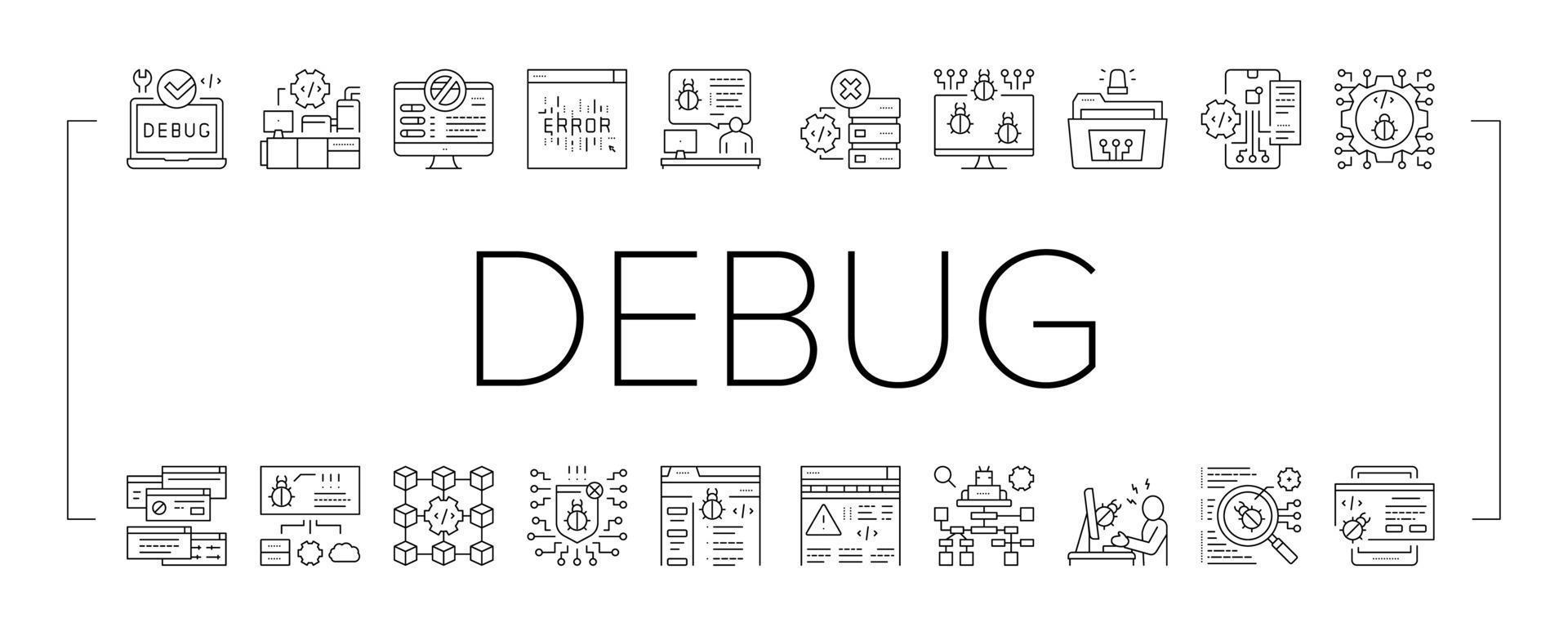 Debug Research And Fix Collection Icons Set Vector 19579197 Vector Art ... Debug Research And Fix Collection Icons Set Vector 19579197 Vector Art ...