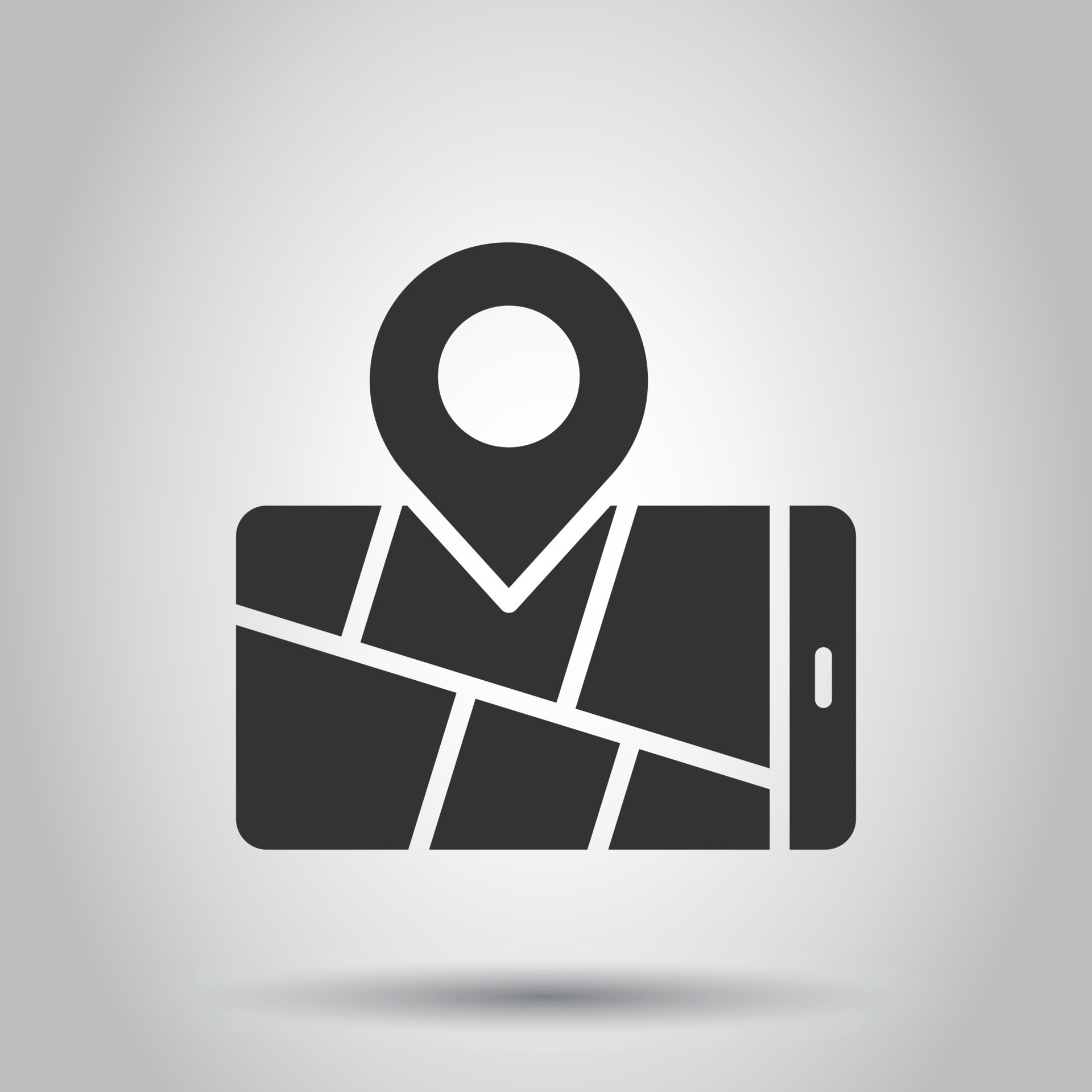 Smartphone Map Icon In Flat Style Mobile Phone Gps Navigation Vector