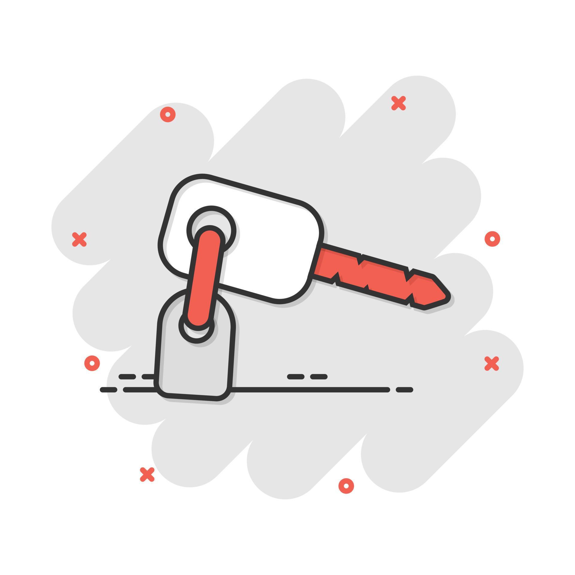 Vector Cartoon Key Icon In Comic Style Secret Keyword Sign Illustration Pictogram Key Business