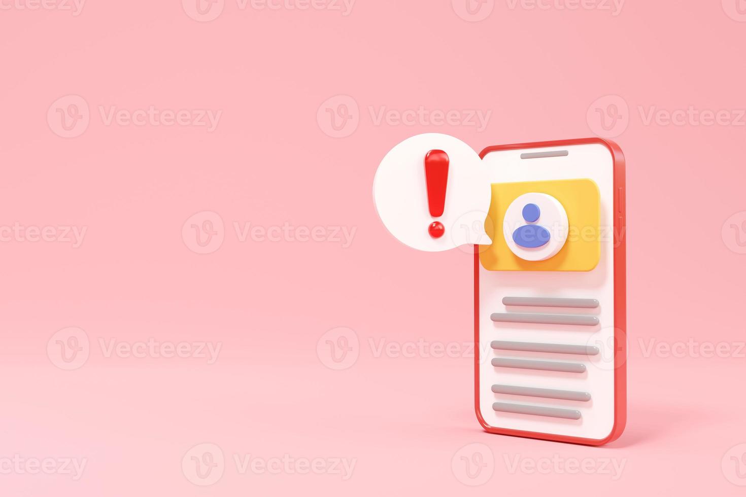Smartphone with admin icon notification showing system error on pink ...