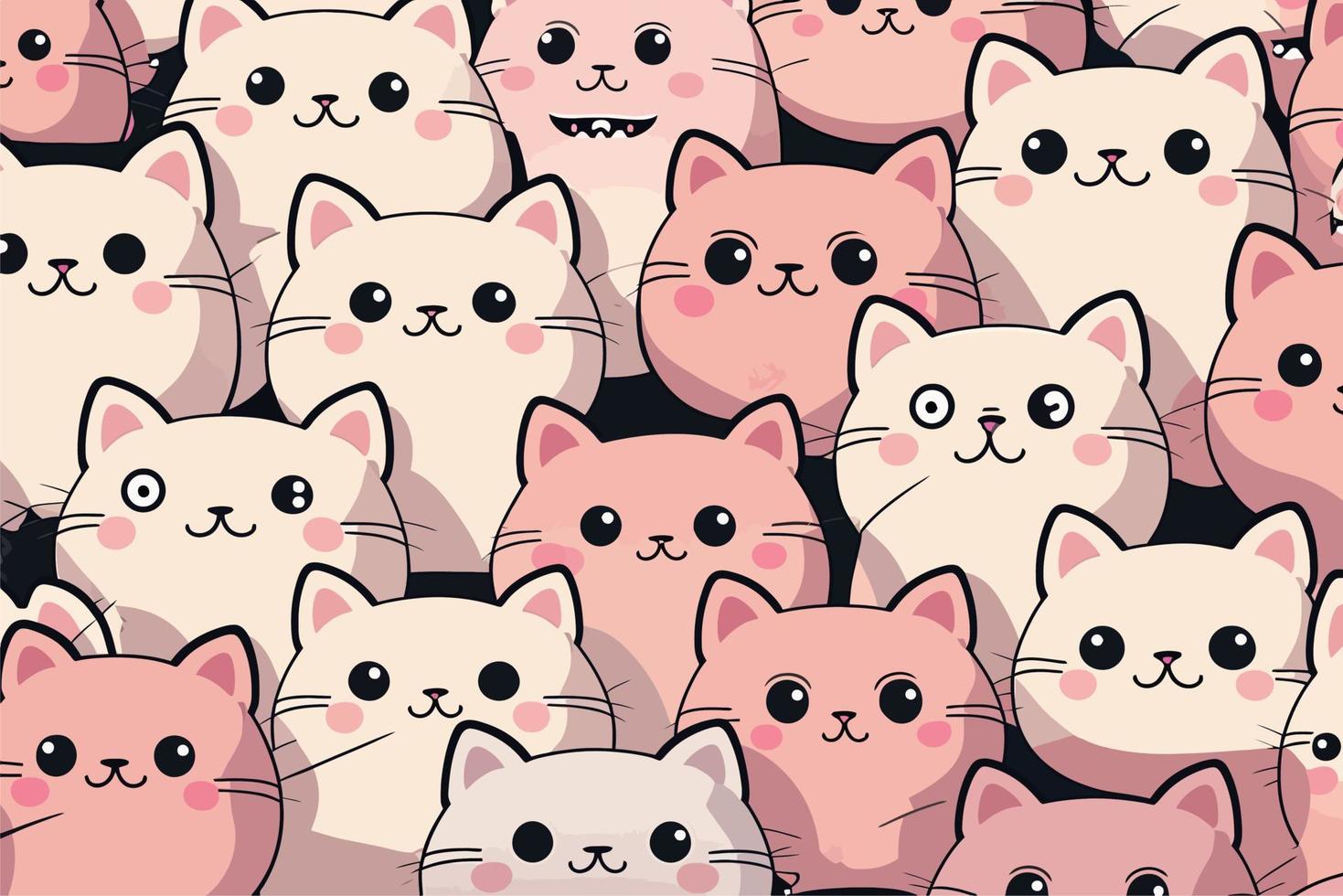 A Large Group Of Cats With Different Colors Cartoon Cat Characters