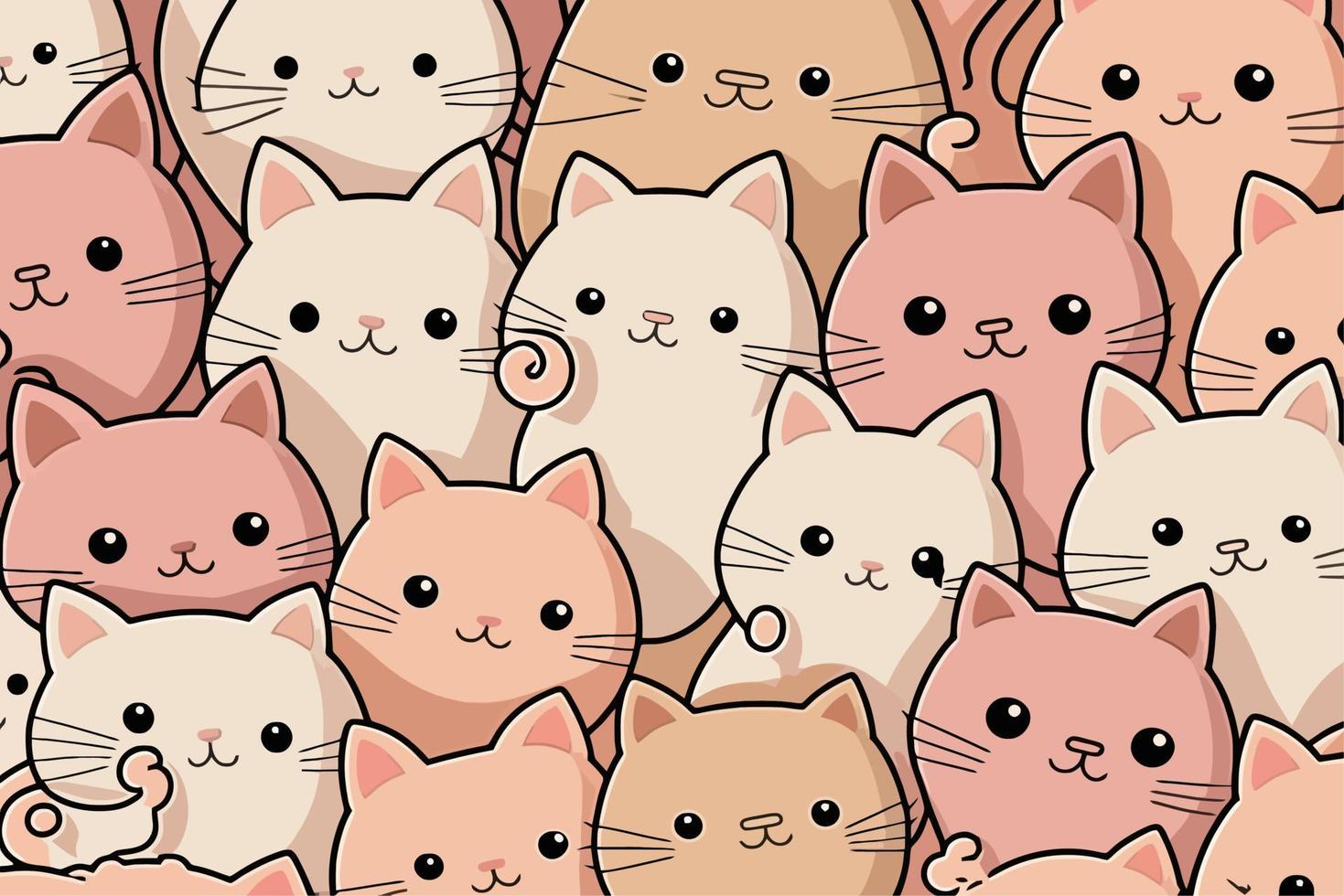 A Large Group Of Cats With Different Colors Cartoon Cat Characters