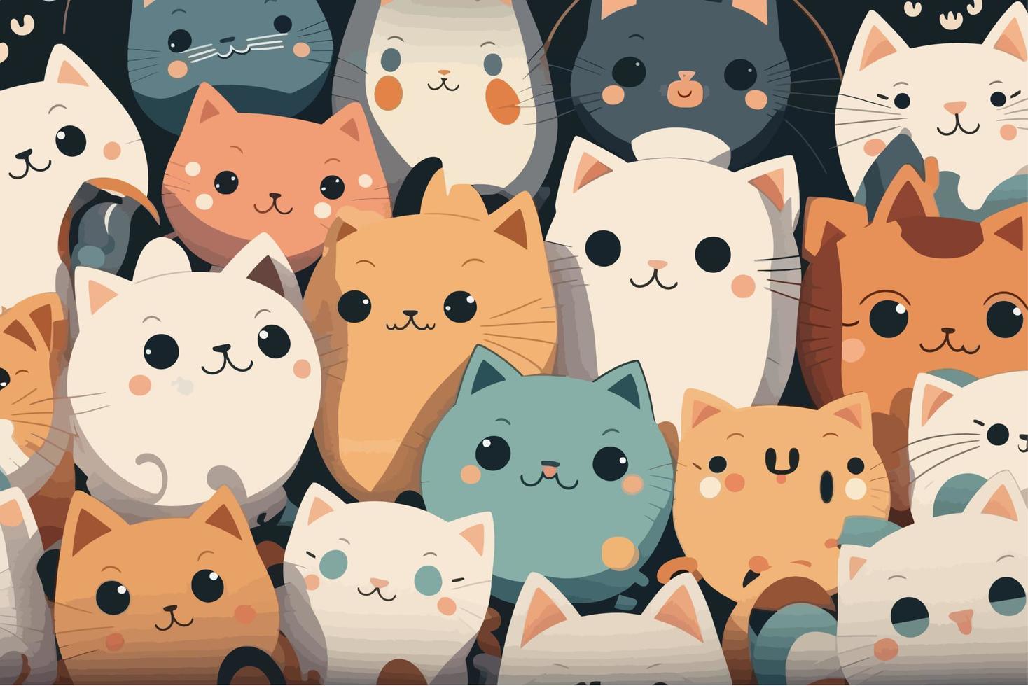 A Large Group Of Cats With Different Colors Cartoon Cat Characters