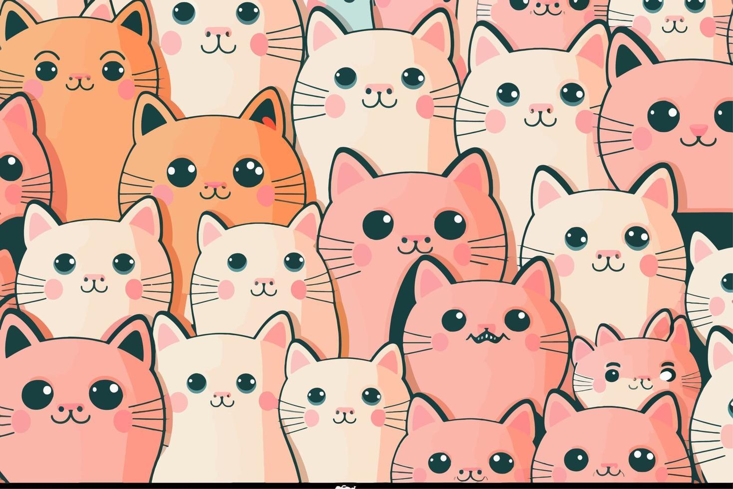 A Large Group Of Cats With Different Colors Cartoon Cat Characters