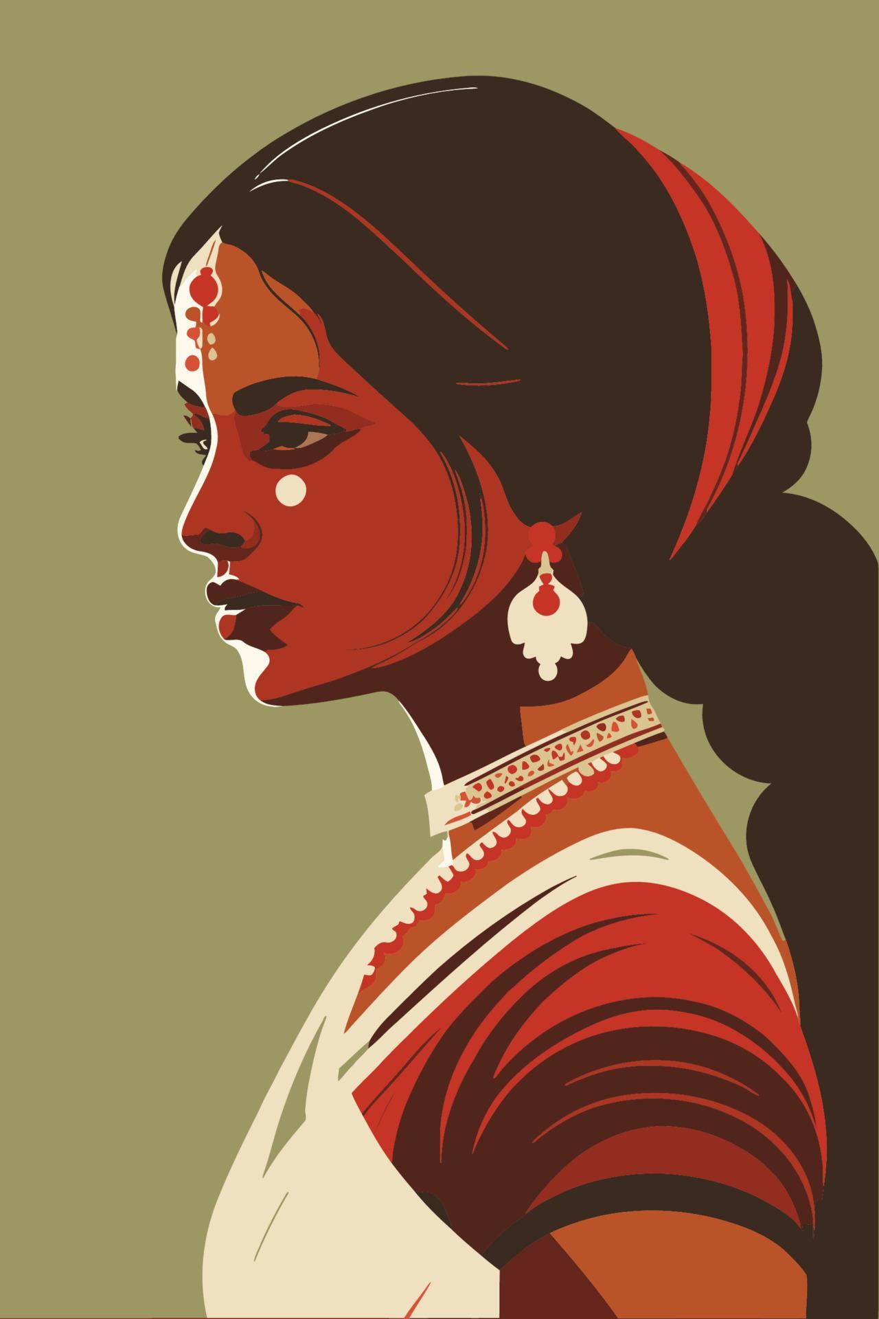 Portrait Of A Beautiful African American Woman Retro Style Vector