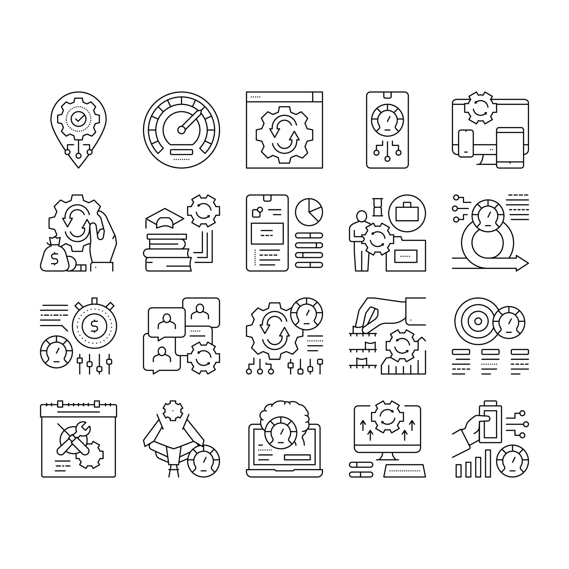 Optimize Operations Collection Icons Set Vector 19595149 Vector Art At Vecteezy