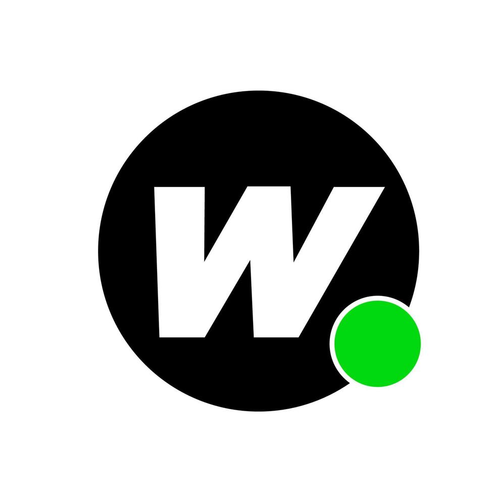 W company name initial letter monogram. W letter on black round ...