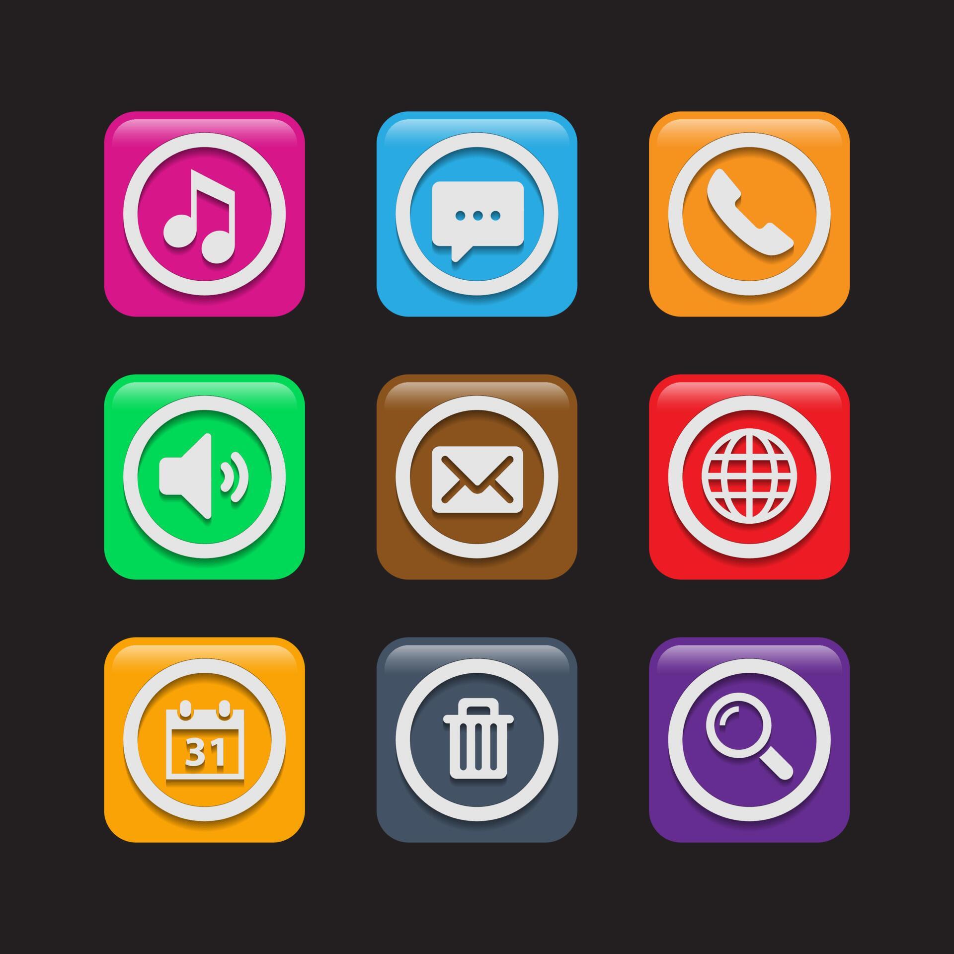 Vector illustration of apps icon set over linen texture. 19599447 Vector Art at Vecteezy
