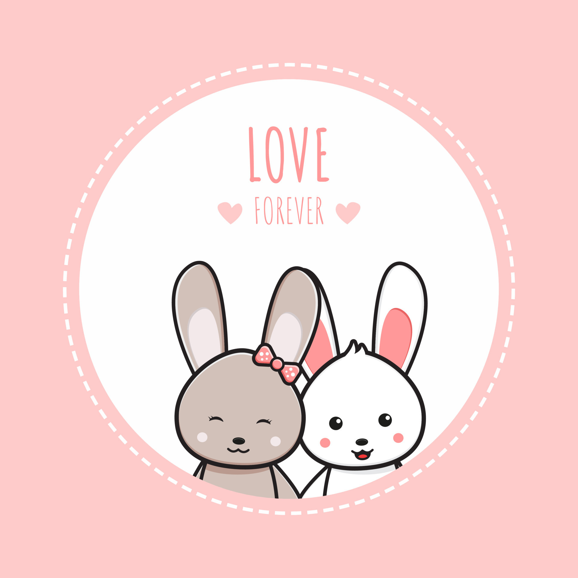 Cute Rabbit Bunny Couple Love Forever Wallpaper Icon Cartoon
