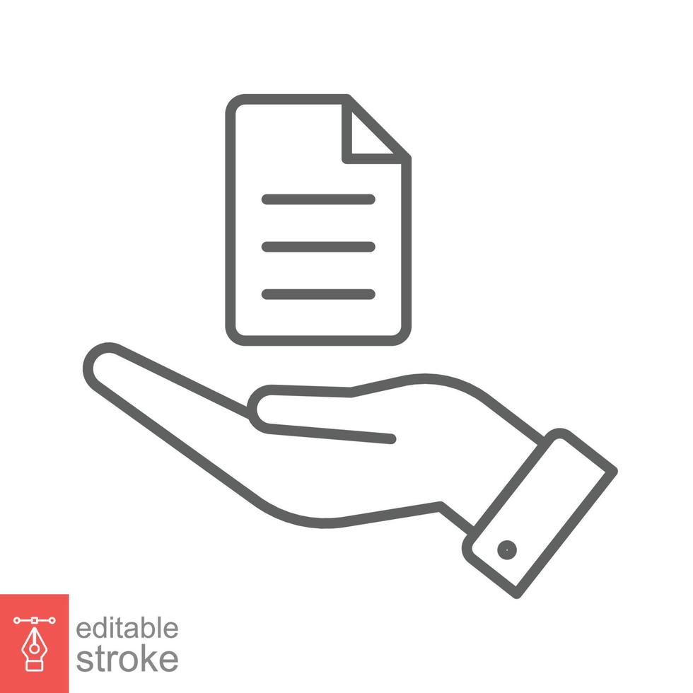 Document handover line icon. Simple outline style file symbol ... Document handover line icon. Simple outline style file symbol ...
