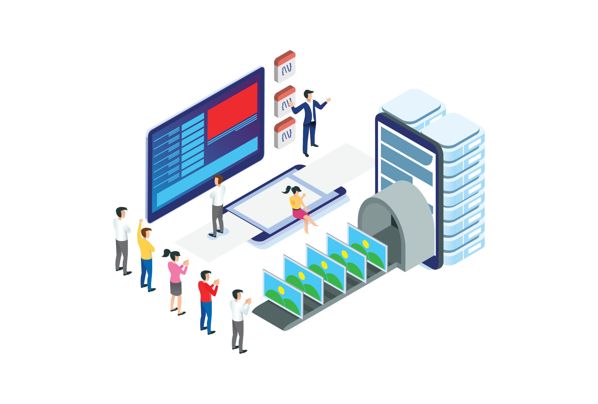 Modern Isometric Creative Solution Illustration Web Banners Suitable For Diagrams