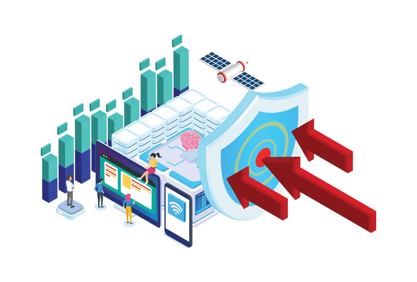 Isometric Personal Data Protection Web Banner Concept Cyber Security And Privacy Traffic