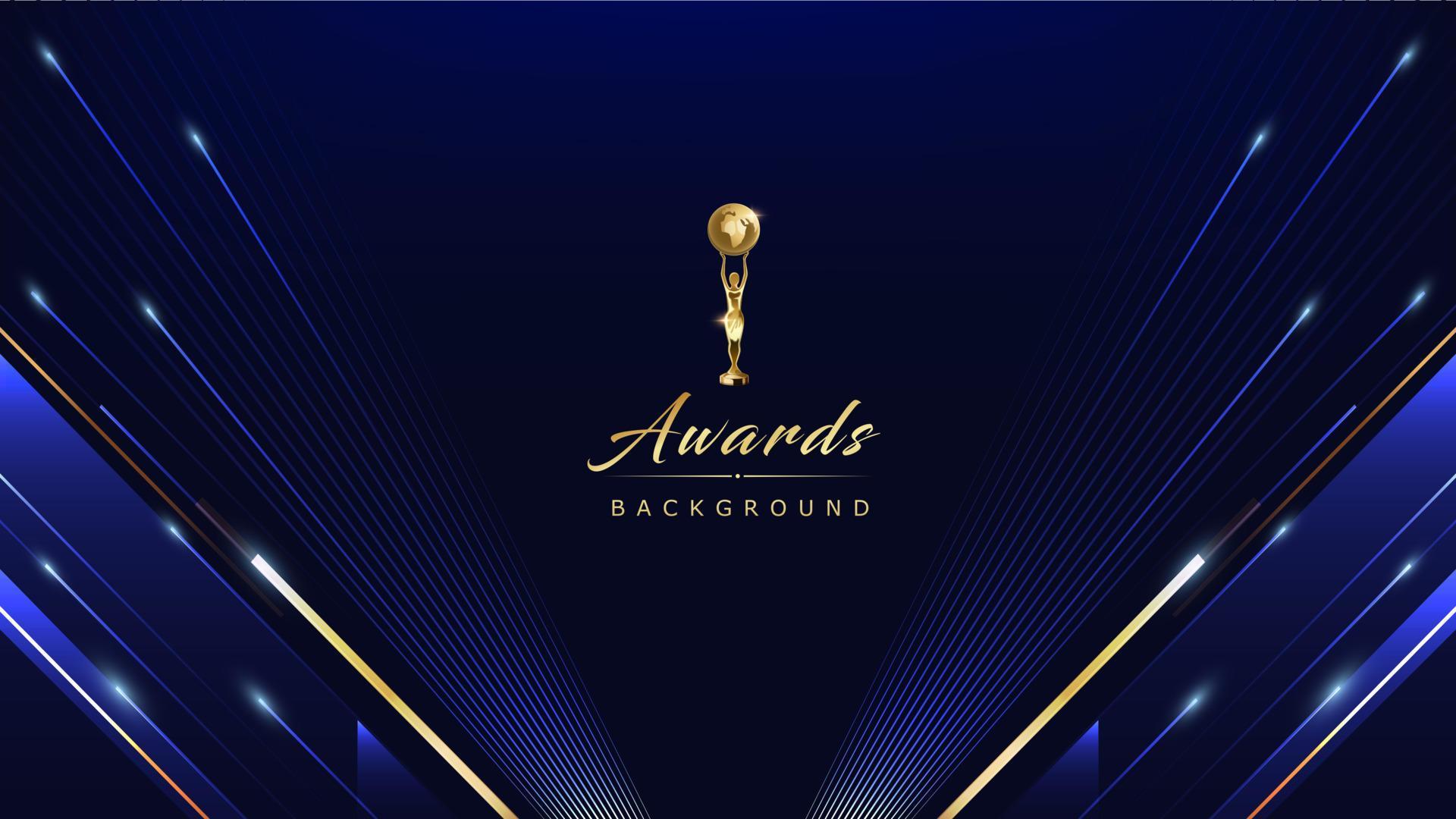 Dark Blue Golden Royal Awards Graphics Background. Lines Growing Elegant Shine Spark. Luxury ...