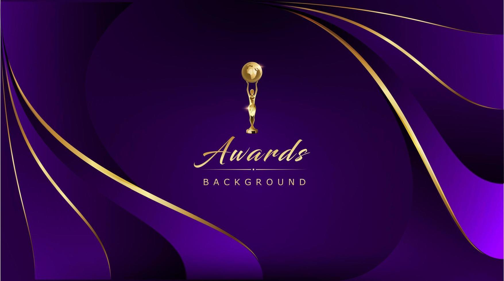 Blue Purple Golden Royal Awards Graphics Background. Line Wave Elegant ...
