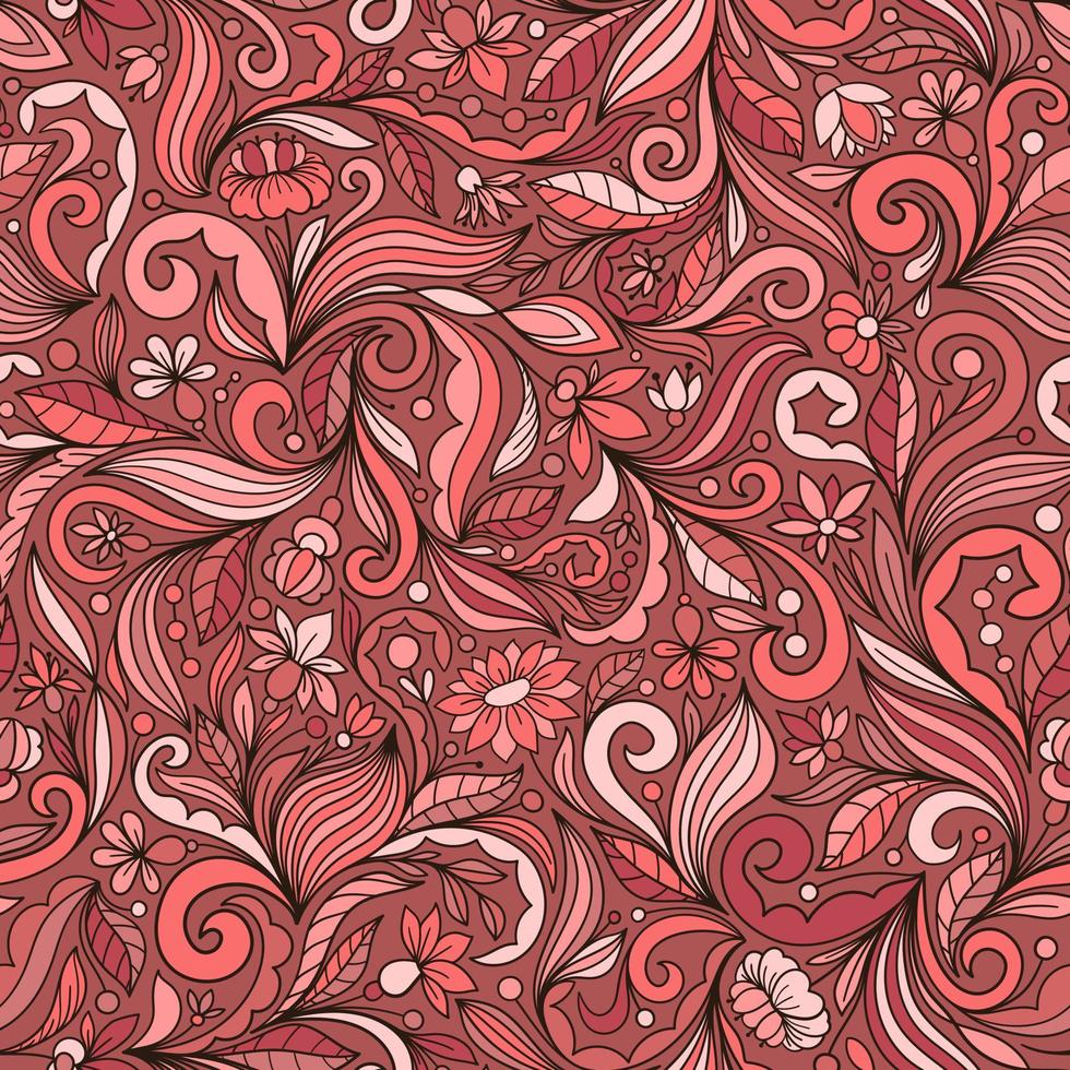 PINK SEAMLESS VECTOR BACKGROUND WITH COMPLEX MULTICOLORED FLORAL ...