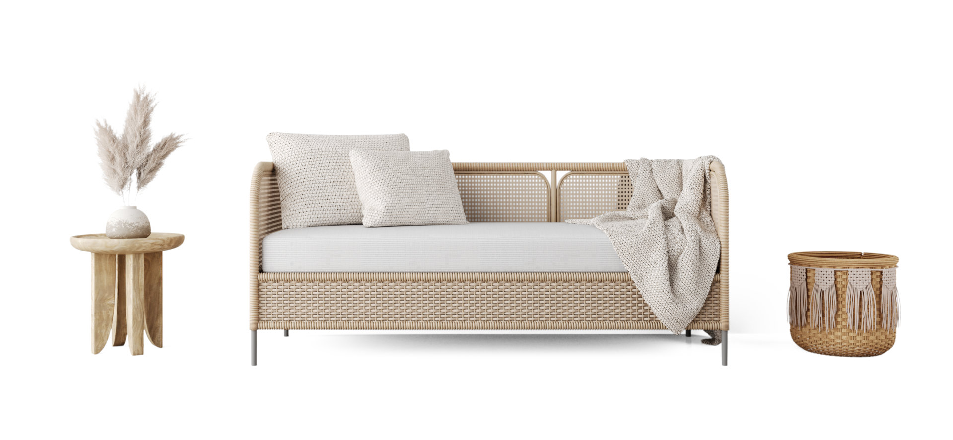 BOHO style sofa with pillow and side table 19634904 PNG BOHO style sofa with pillow and side table 19634904 PNG