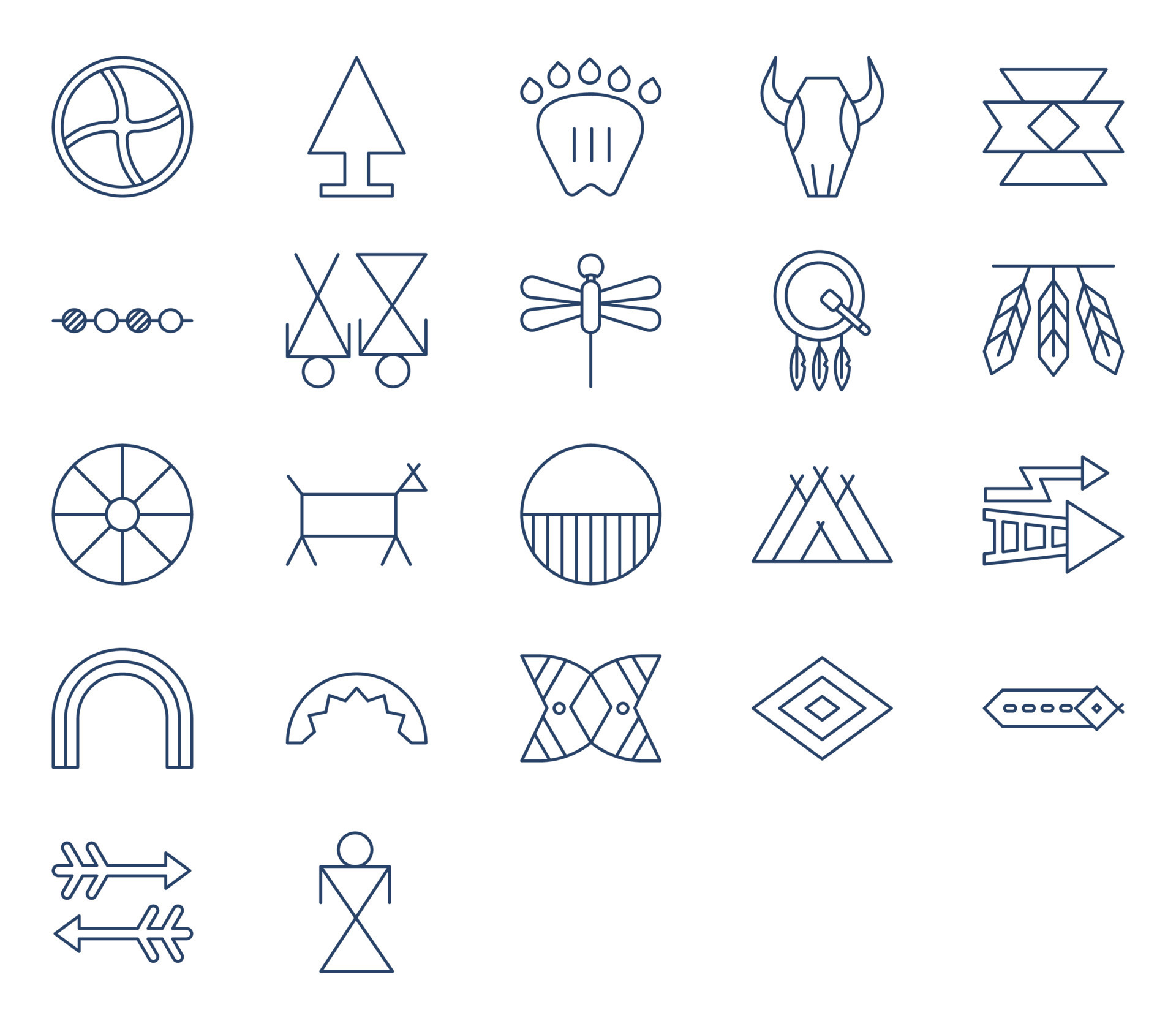 Native American Symbol And Sign Icon Set 19635819 Vector Art At Vecteezy