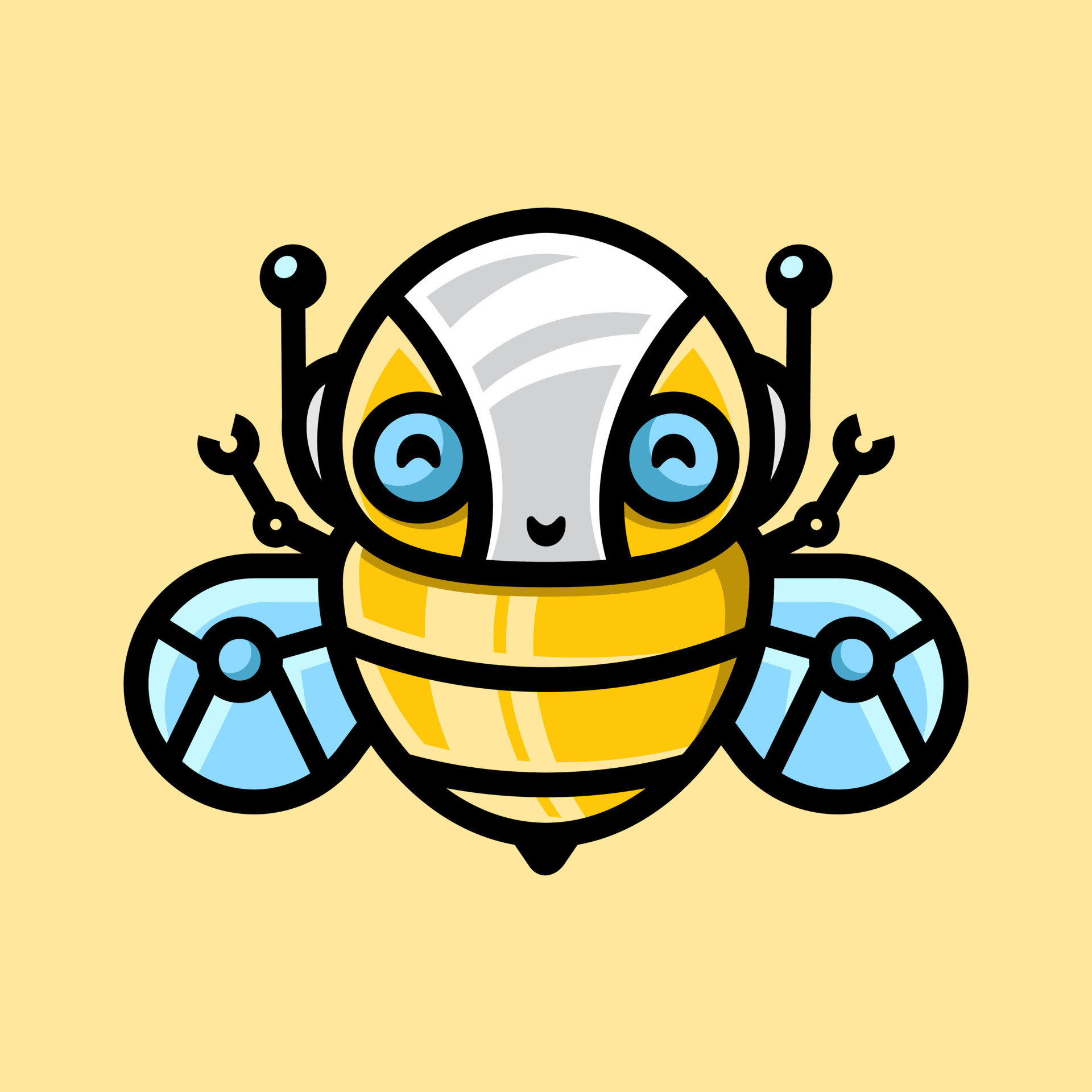 Cute bee robot technology character mascot, logo vector illustration 19635956 Vector Art at Vecteezy