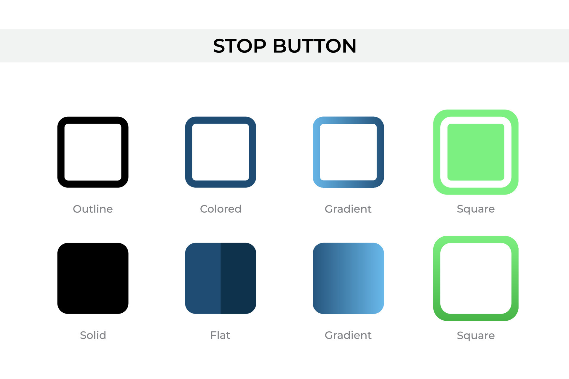 Stop Button icon in different style. Stop Button vector icons designed in outline, solid ...