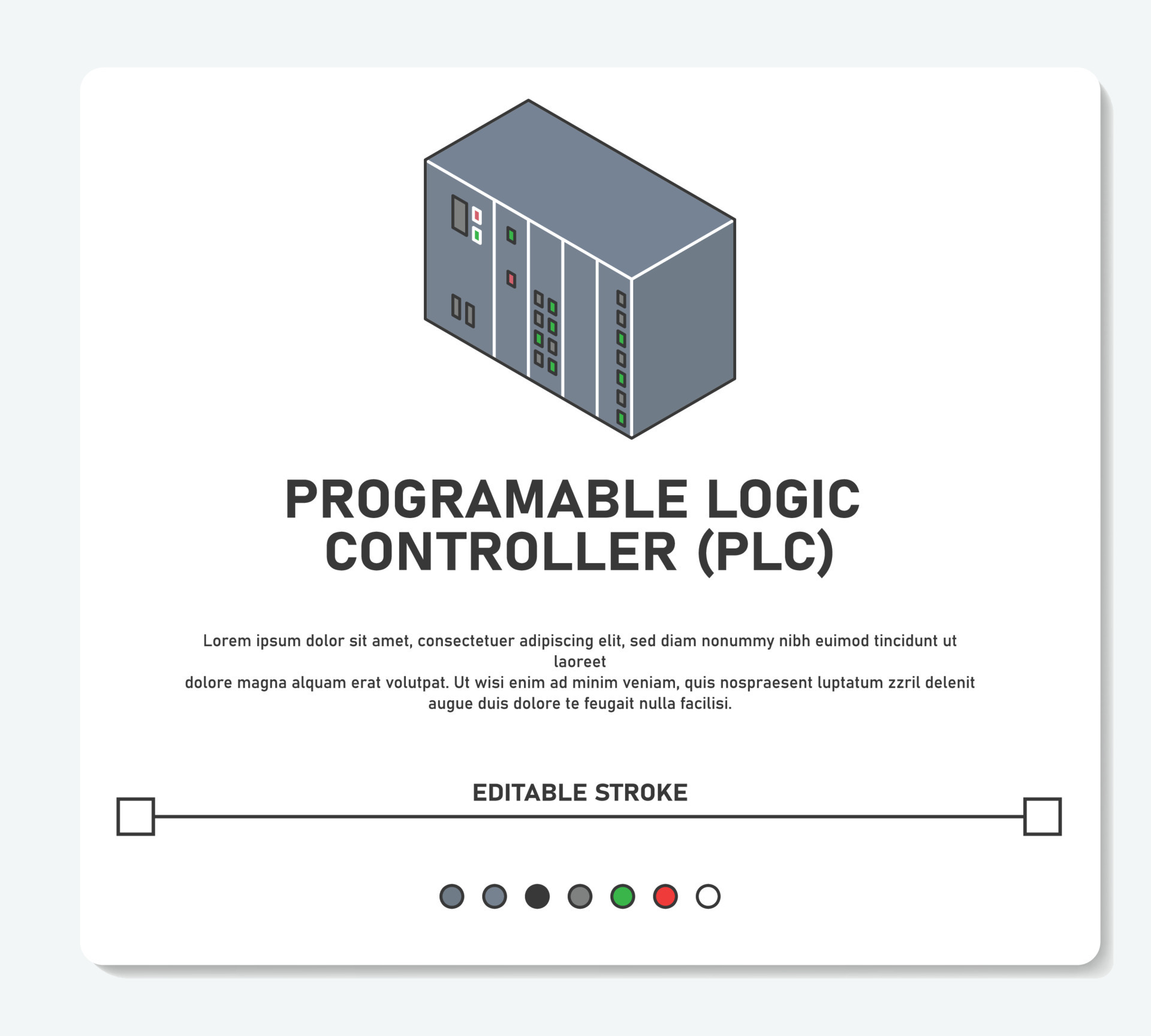 Industrial Plc Programable Logic Controller With Input And Output Simple Vector Editable Stroke