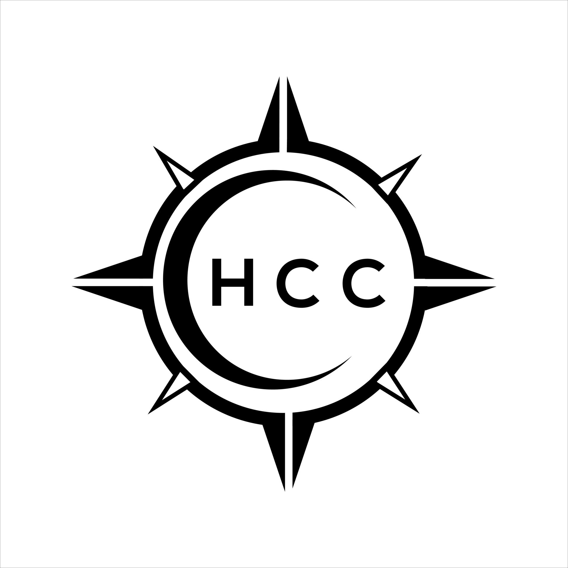HCC abstract technology circle setting logo design on white background. HCC creative initials ...