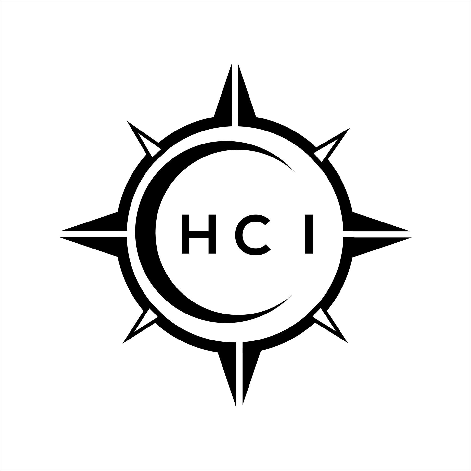 HCI abstract technology circle setting logo design on white background. HCI creative initials ...