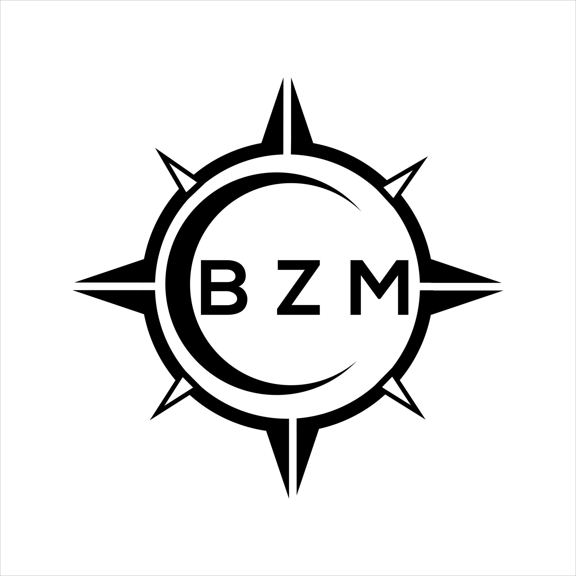 BZM abstract technology circle setting logo design on white background. BZM creative initials ...