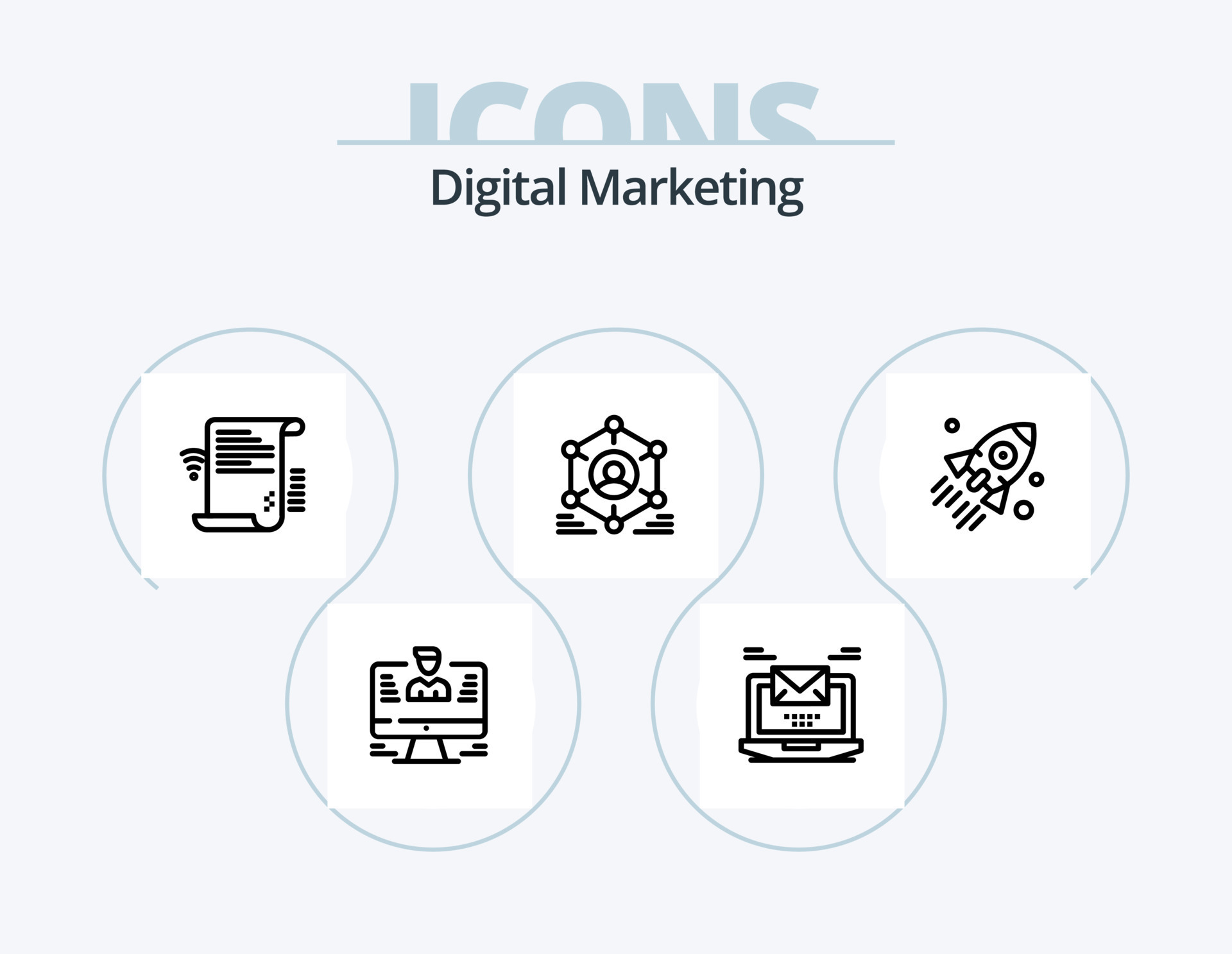 Digital Marketing Line Icon Pack 5 Icon Design. tutorial. play. speaker ...