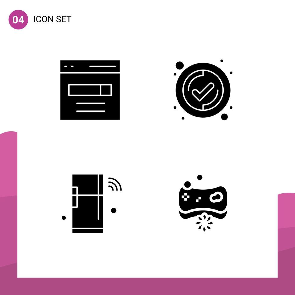 User Interface Pack of 4 Basic Solid Glyphs of communication iot search tick things Editable ...