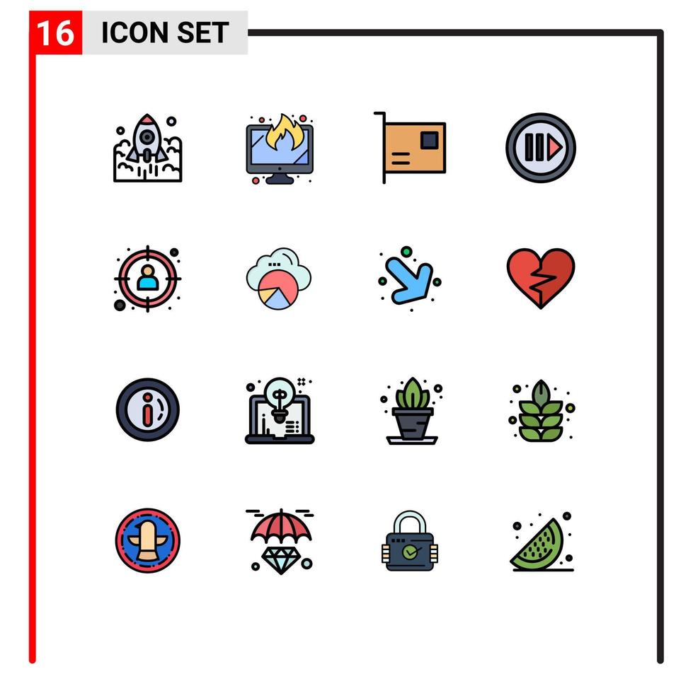 Stock Vector Icon Pack of 16 Line Signs and Symbols for player media ...
