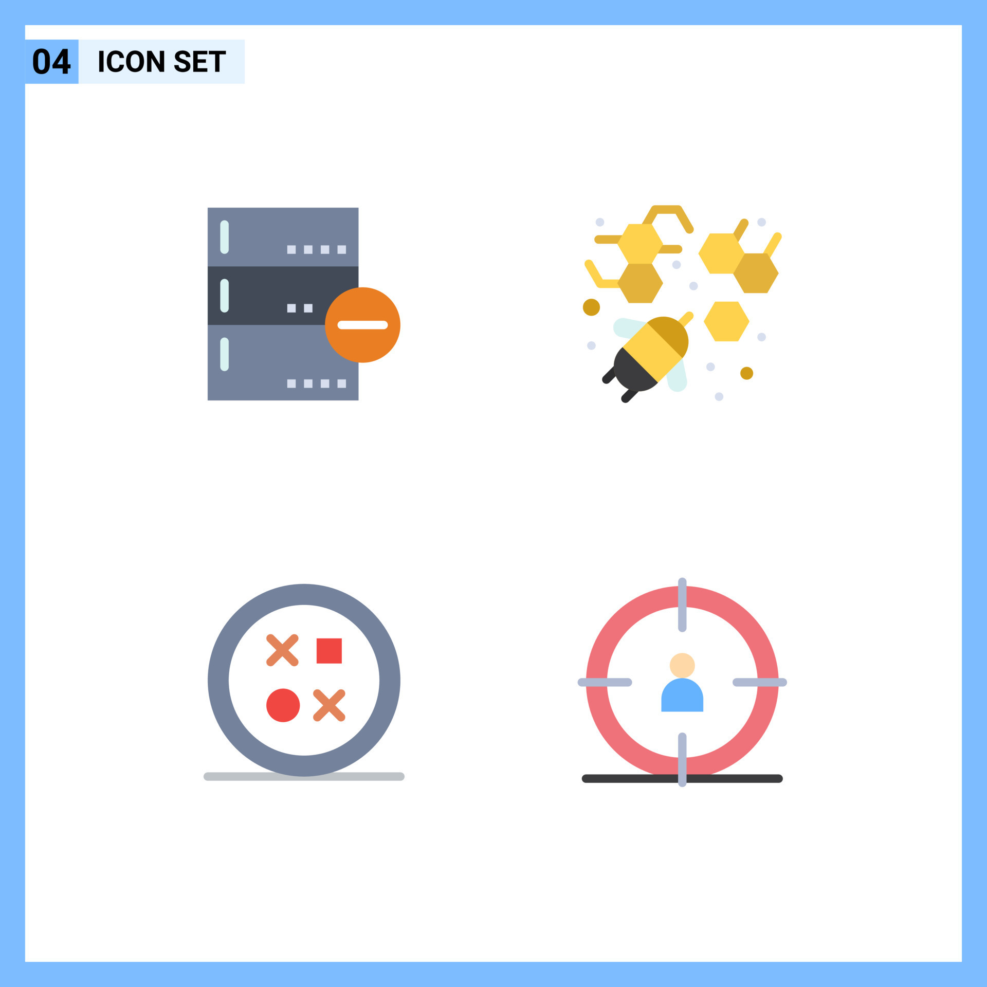 Group of 4 Modern Flat Icons Set for backup design database honey round ...