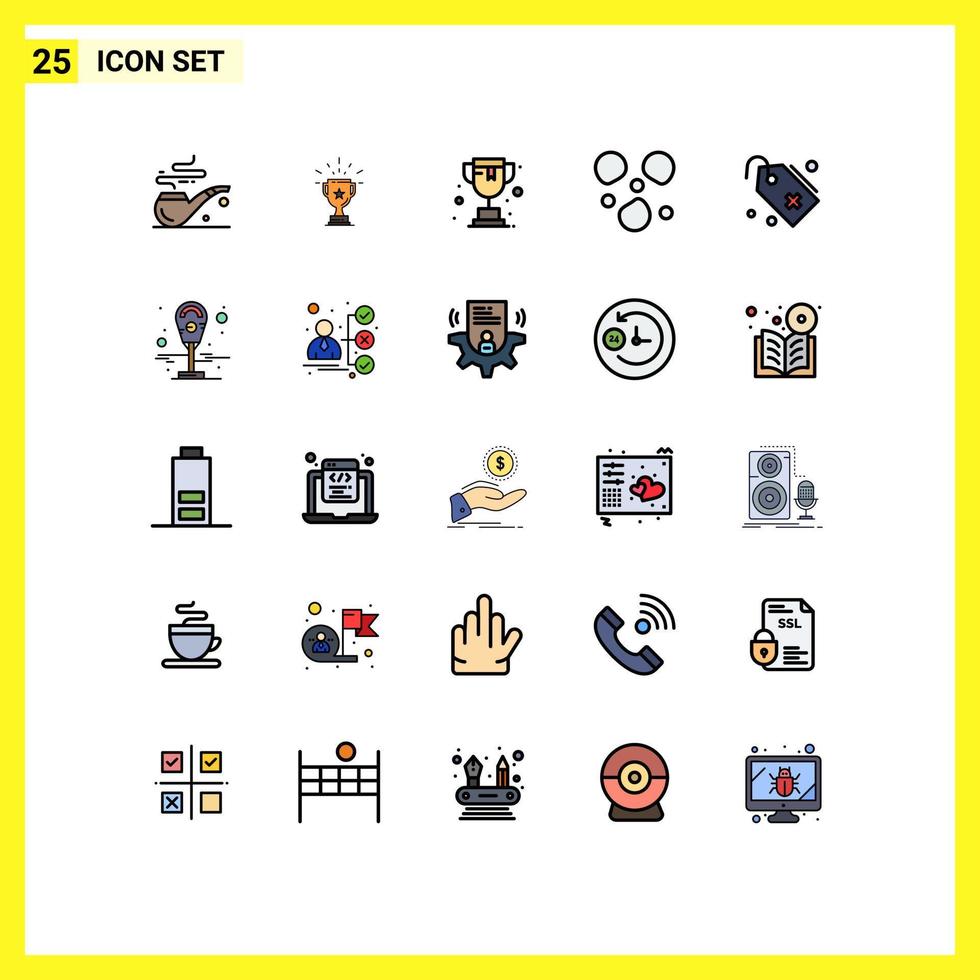 User Interface Pack Of 25 Basic Filled Line Flat Colors Of Tag Weather Win Ice Trophy Editable