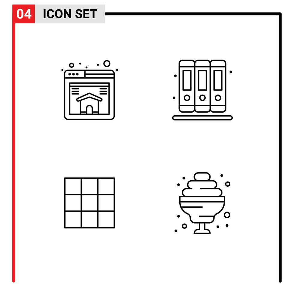 4 Thematic Vector Filledline Flat Colors And Editable Symbols Of Home