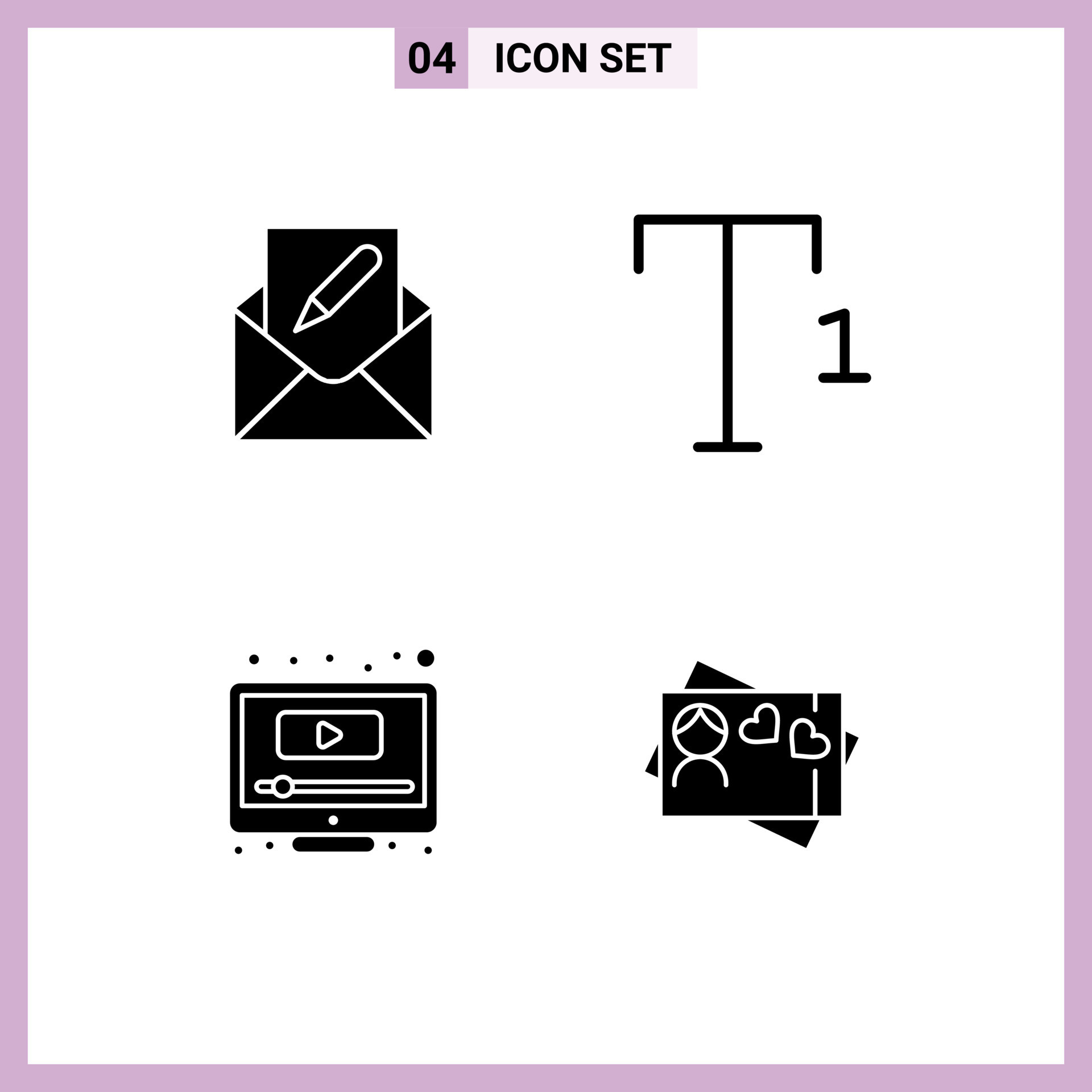 Solid Glyph Pack of 4 Universal Symbols of compose screen envelope ...