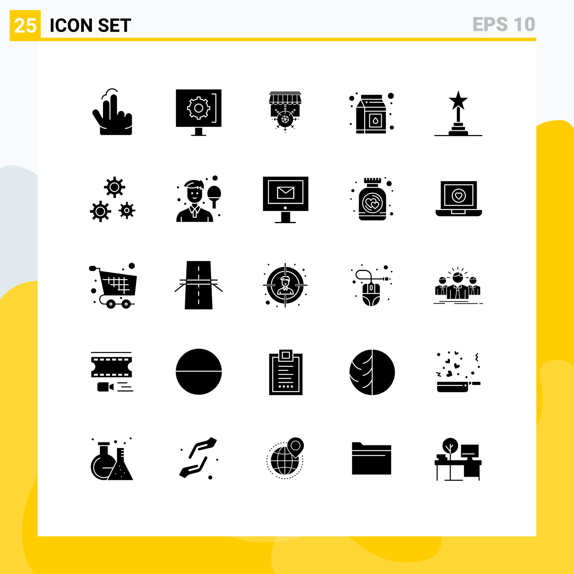 User Interface Pack Of 25 Basic Solid Glyphs Of Award Pack Support Package Business Editable