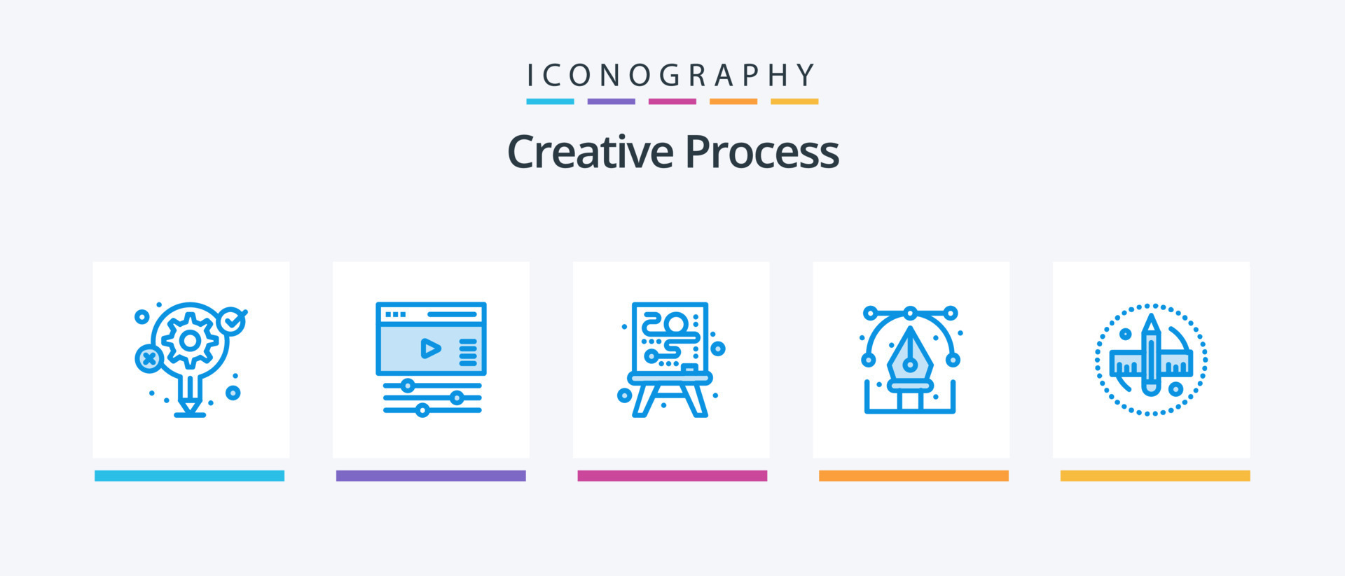 Creative Process Blue 5 Icon Pack Including pencil. pen. canvas ...