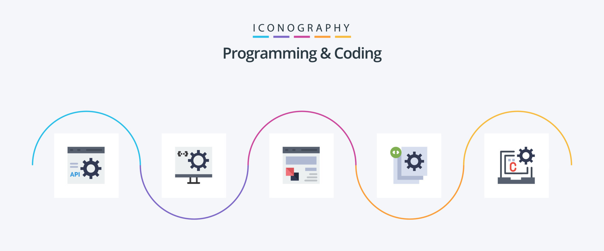 Programming And Coding Flat 5 Icon Pack Including Development Coding Development Webpage