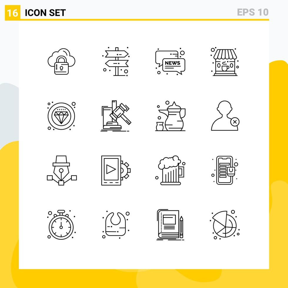 Stock Vector Icon Pack of 16 Line Signs and Symbols for service premium ...