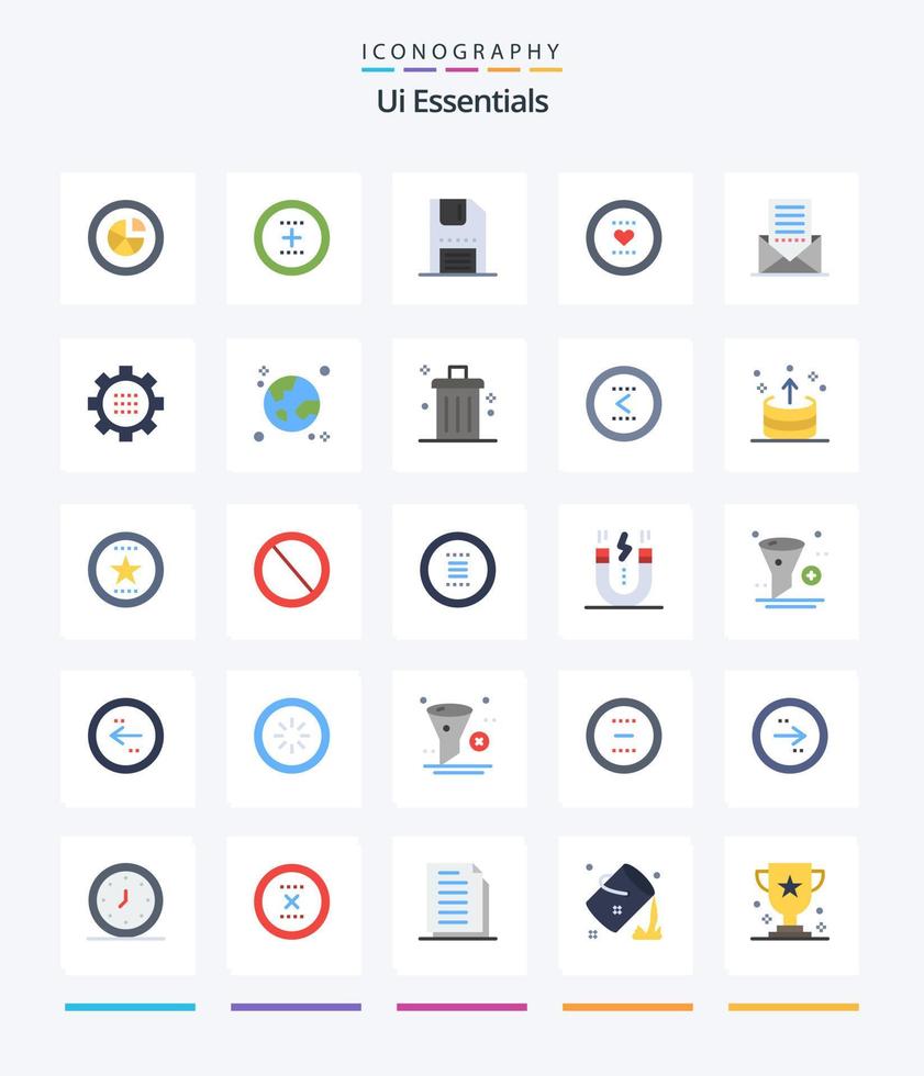 Creative Ui Essentials 25 Flat icon pack Such As like. favorite. plus ...